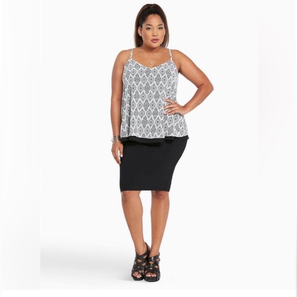 torrid | Tops | Torrid Medallion Print Double Layer Cami Black Ivory ...